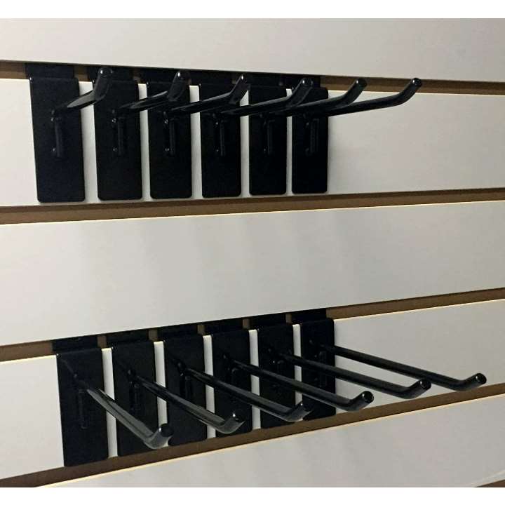 Set of 12 Slatwall Hooks Black Metal 6 Each 4 Inch and 6 Inch for Reta ...