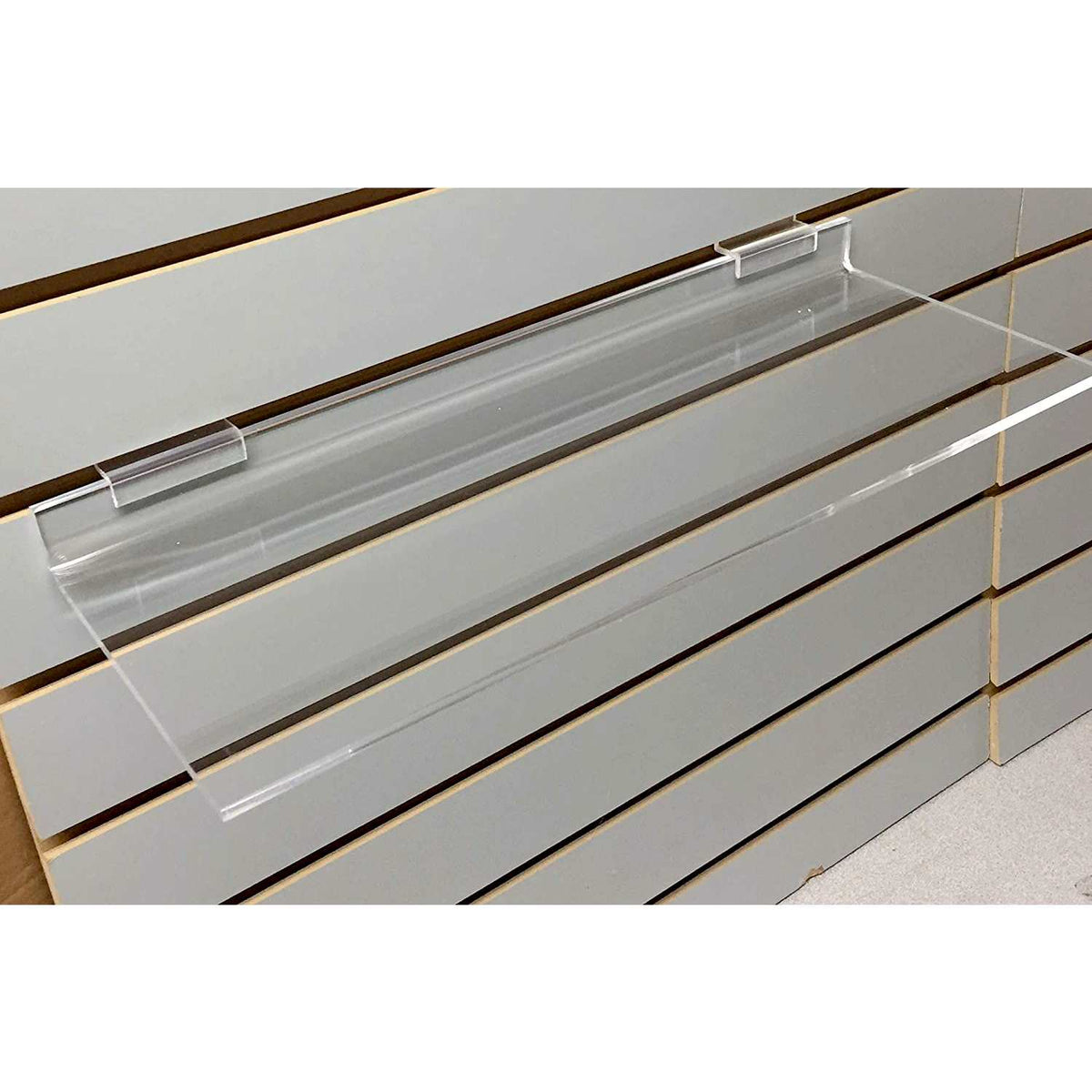 Clear Acrylic Slatwall Shelf 16 Inches Wide x 6 Inches Deep for Retail ...