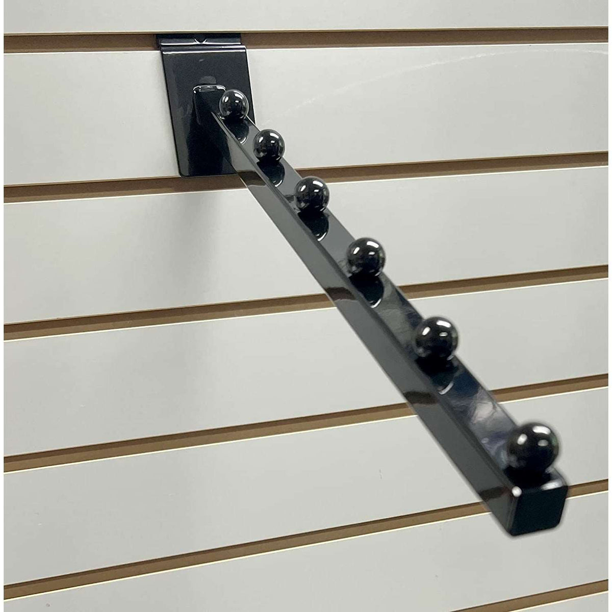 Set of 5 Black 16 Inch Long 6 Ball Slatwall Waterfall Displays for Ret ...
