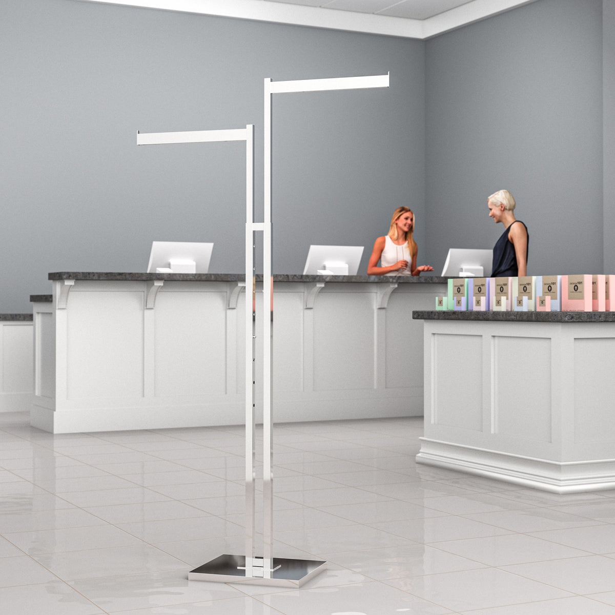 2-Way Chrome "T-Stand" with 16 Inch Square Tubing Straight Blade Arms ...