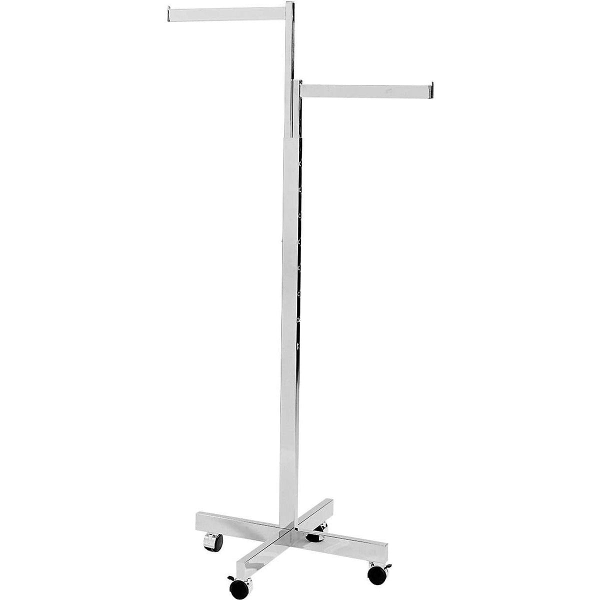 Rolling Upright Chrome Garment Rack With 2 Straight Arms – ExecuSystems