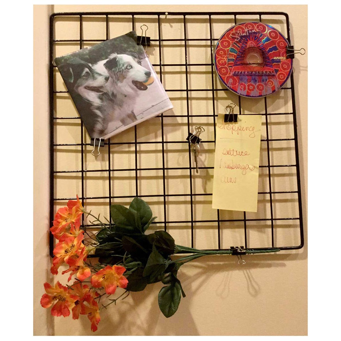 Set of 4 Black 14"x 14" Plastic Coated Wire Mini Grid Panels with 1.5 ...